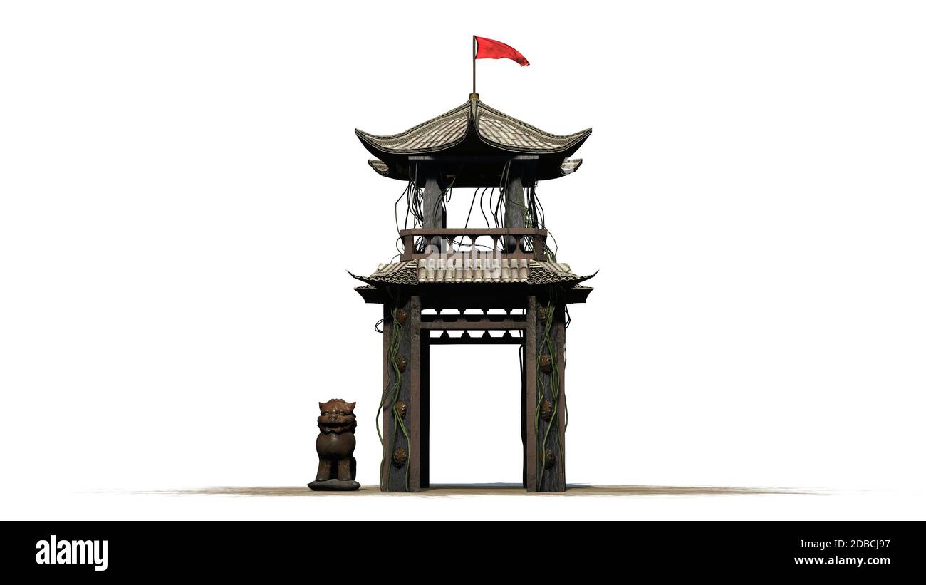 Asian pagoda tower on white background Stock Photo - Alamy