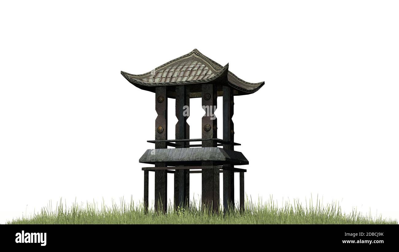 Asian pagoda tower on white background Stock Photo - Alamy