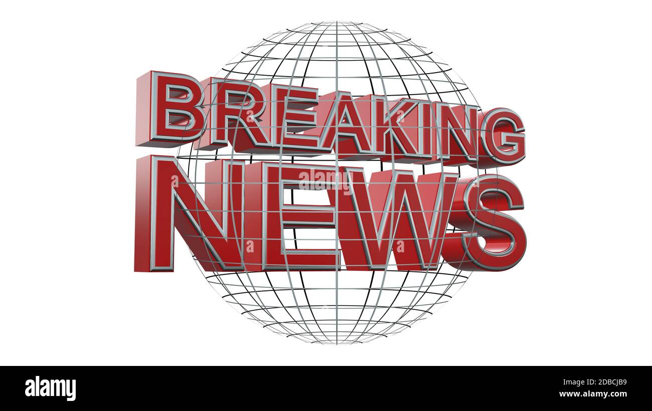 Breaking News lettering - earth globe background Stock Photo - Alamy