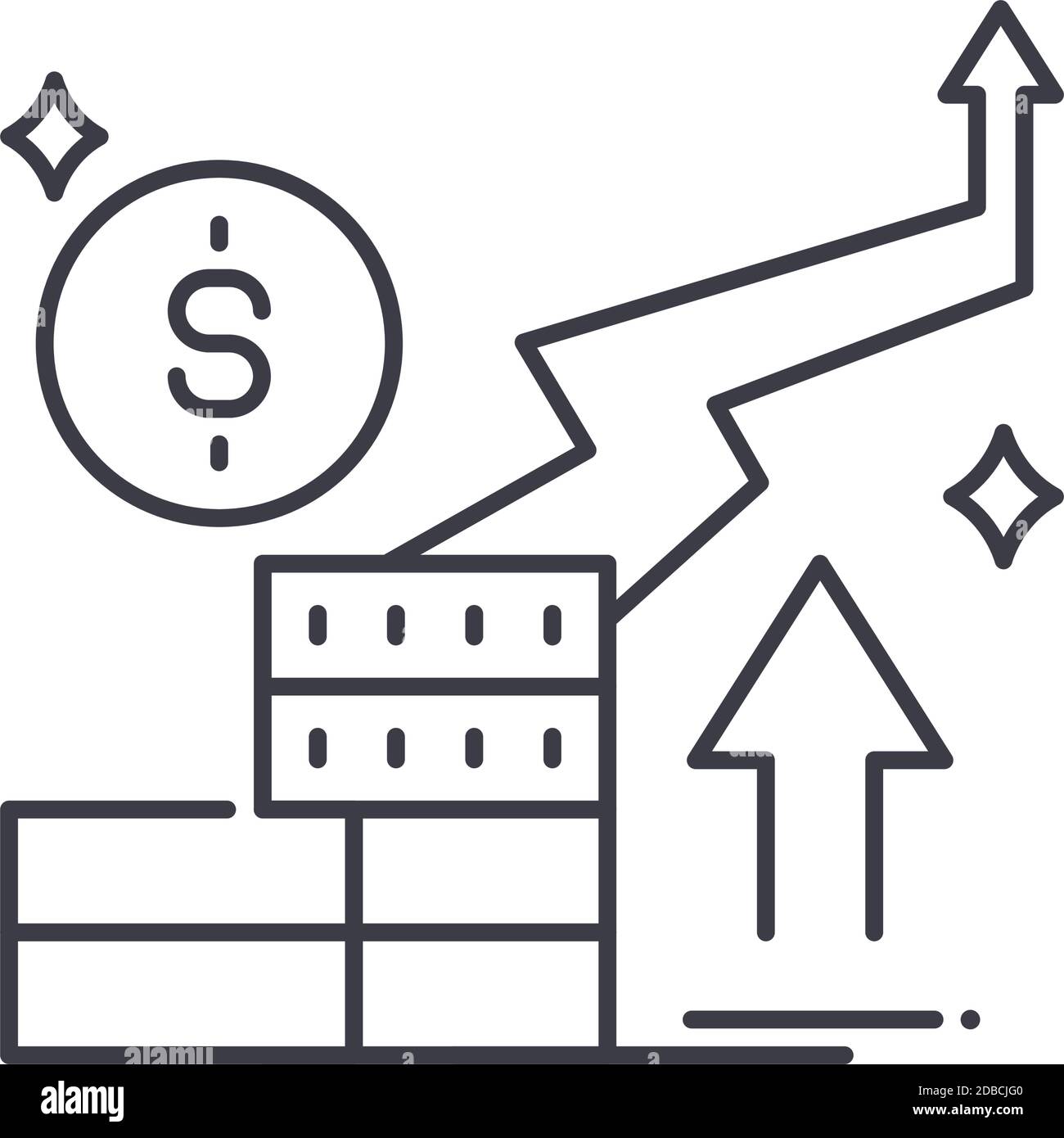 Rising inflation icon, linear isolated illustration, thin line vector ...