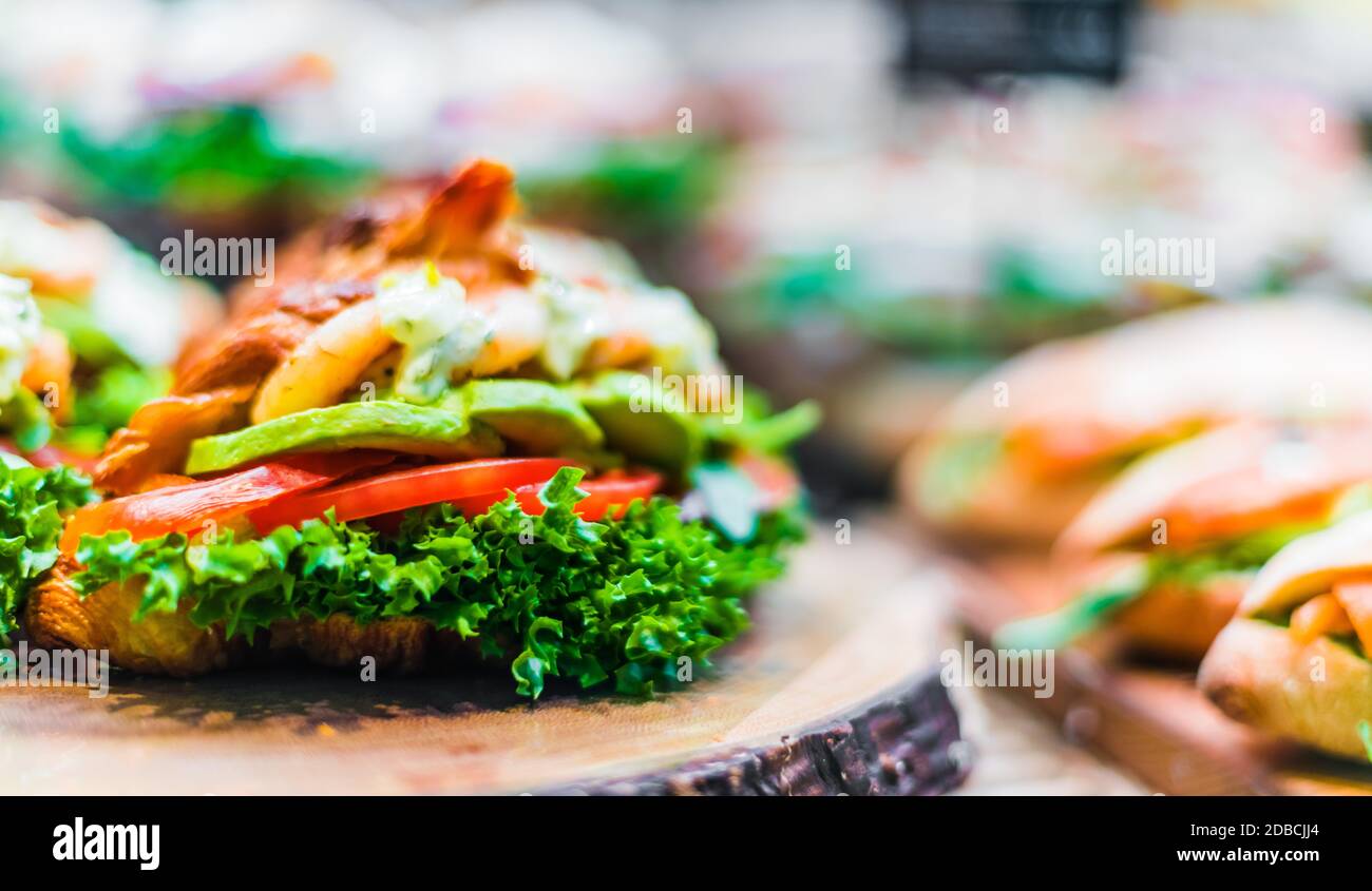 Freshly prepared sandwiches sold in fast food restaurant Stock Photo ...