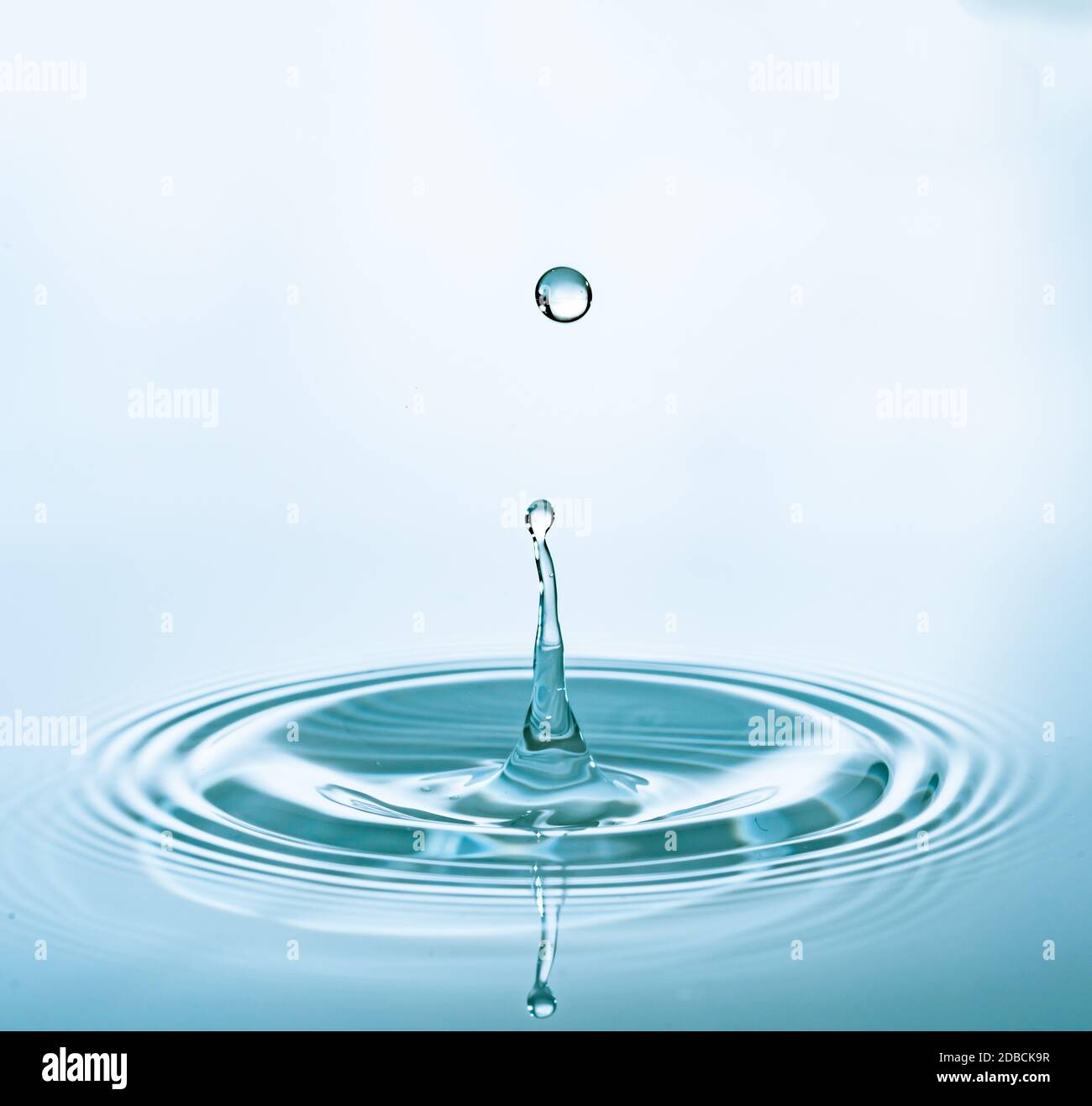Water splash of falling drop with circular waves Stock Photo - Alamy