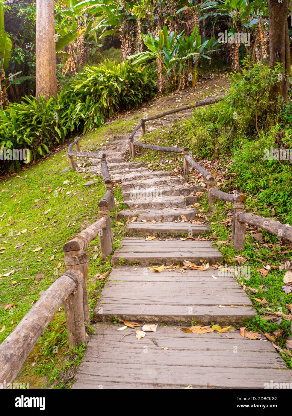 Old stone staircase, walkway steps on the mountain trail Stock Photo ...