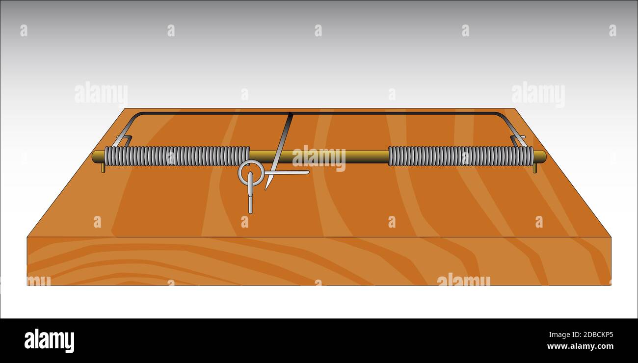 A traditional wood base and wire spring mouse trap Stock Photo - Alamy
