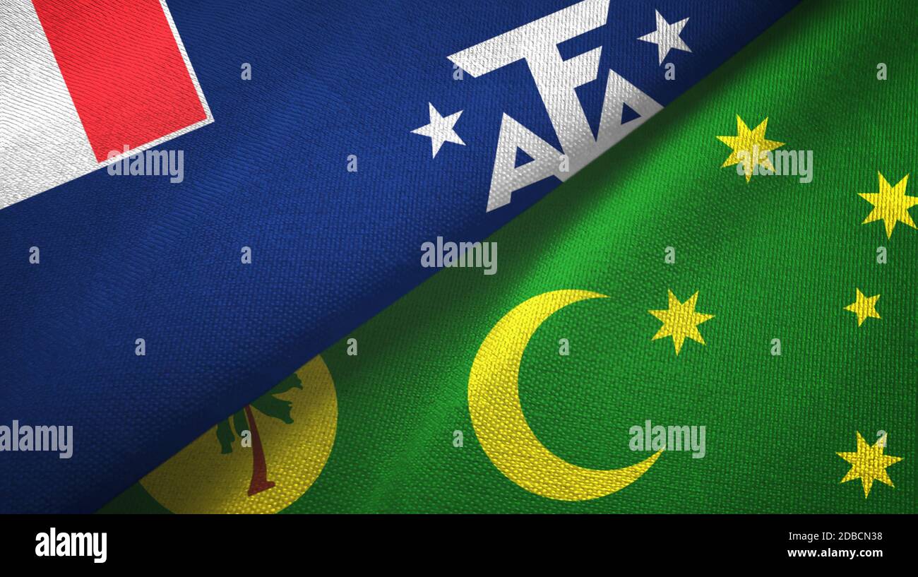French Southern and Antarctic Lands and Cocos Keeling Islands two flags ...