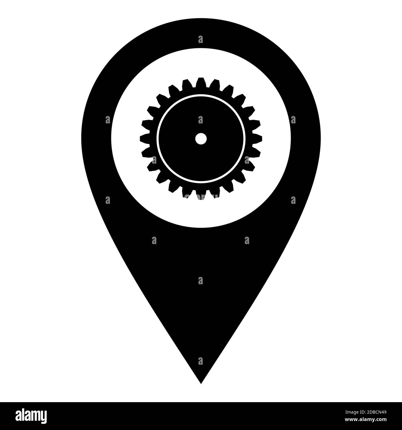 Gear and location pin Stock Photo - Alamy