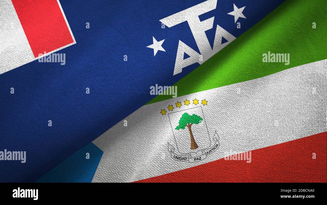 French Southern and Antarctic Lands and Equatorial Guinea two flags ...