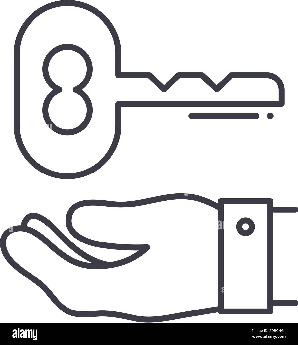 Key decision icon, linear isolated illustration, thin line vector, web ... Key decision icon, linear isolated illustration, thin line vector, web ...
