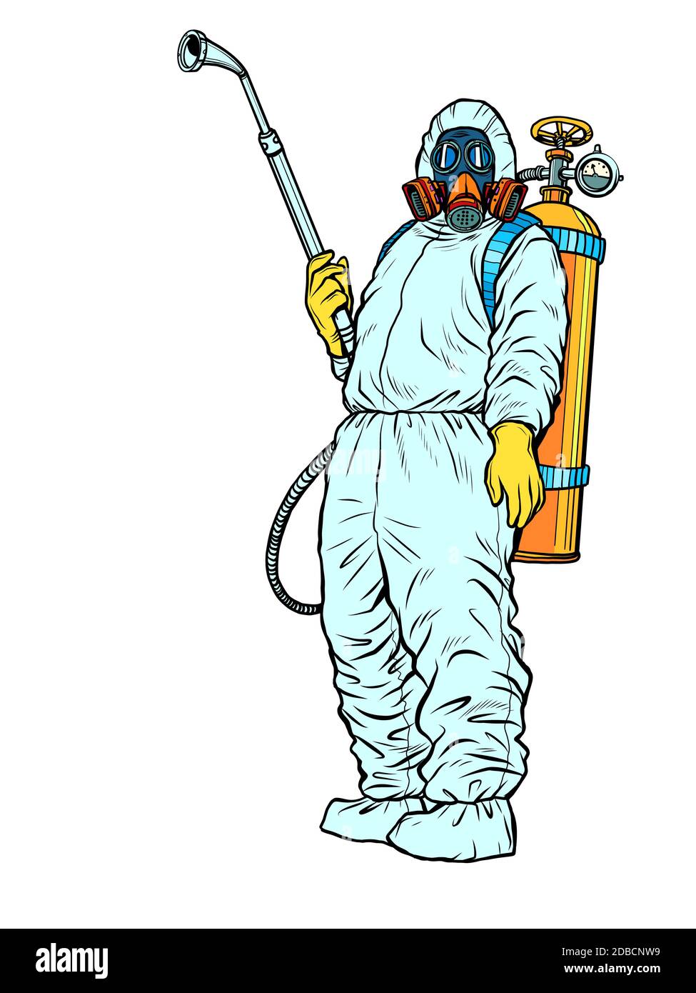 disinfection suit protection epidemic virus bacterium infection. Pop ...