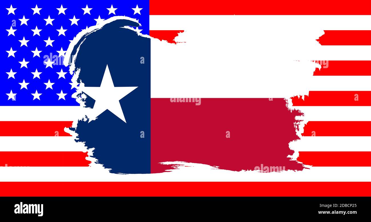 The flag of the USA state of TEXAS with a white grunge border set over ...