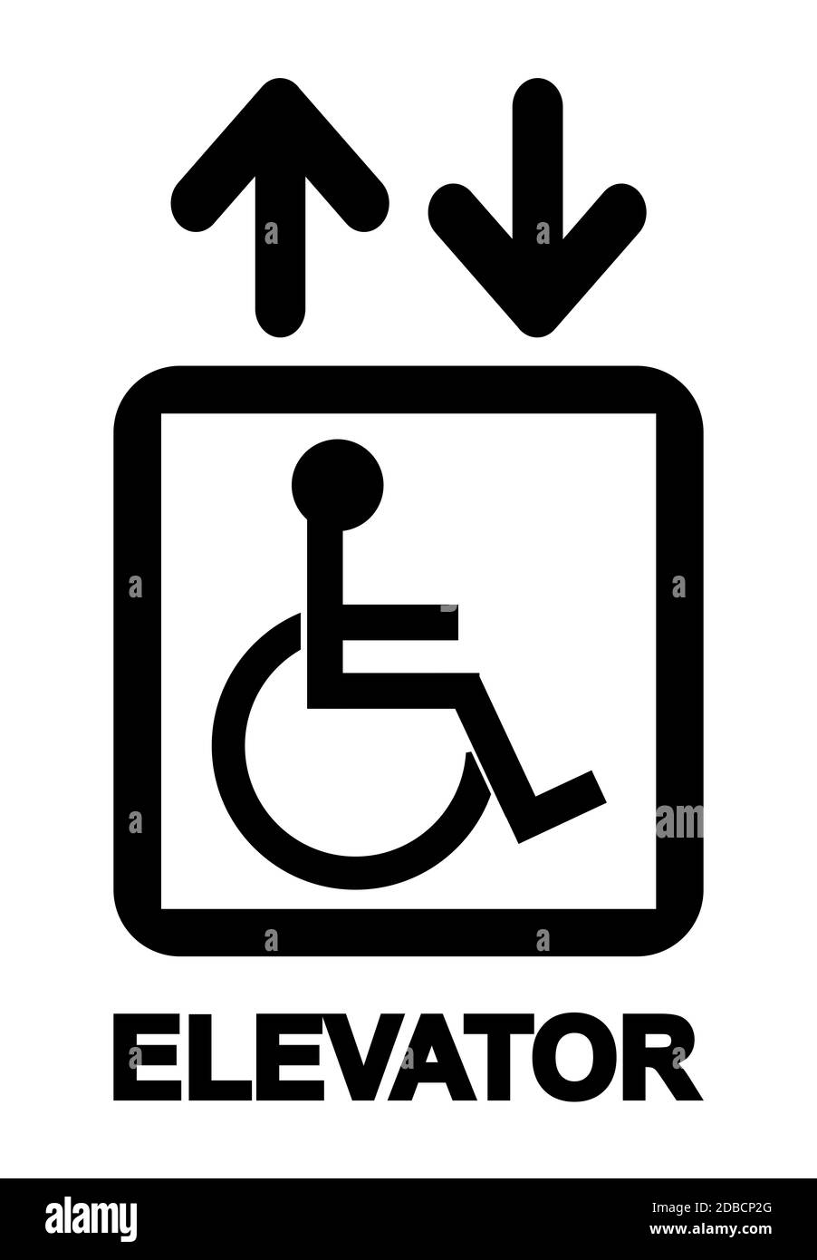 A disabled persons elevator or lift sign with with up and down arrows ...