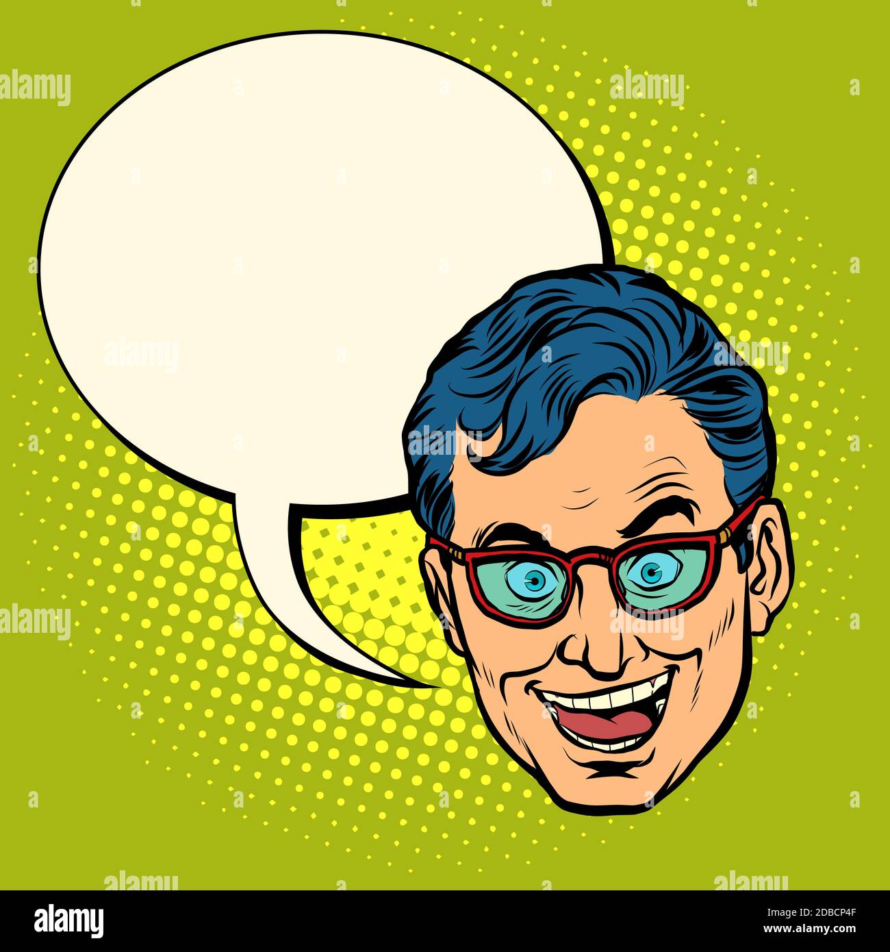 businessman head Emoji. Pop art retro vector illustration kitsch ...