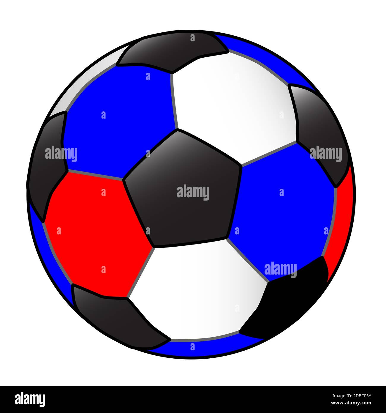 A typical soccer football in red white and blue colors isolated over a ...