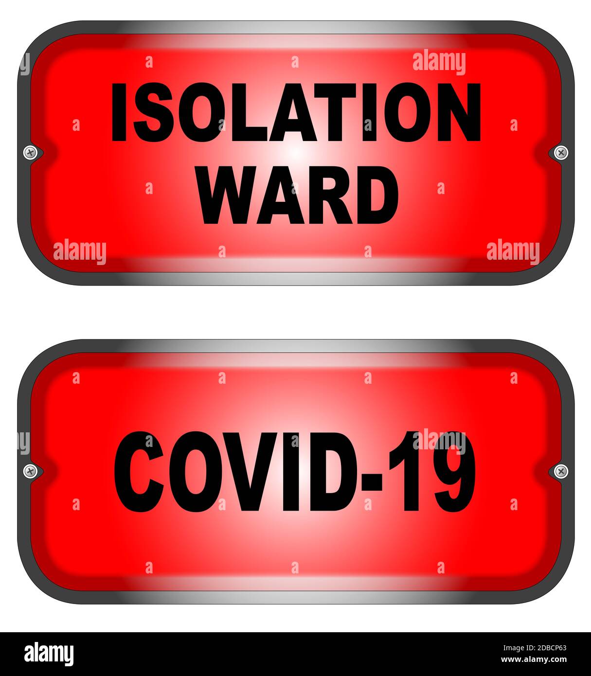 Two warning lights, one for a Covid-19 and the other for Isolation Ward ...
