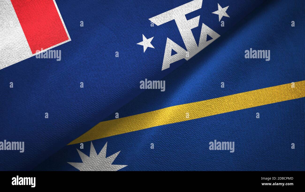 French Southern and Antarctic Lands and Nauru two flags Stock Photo - Alamy