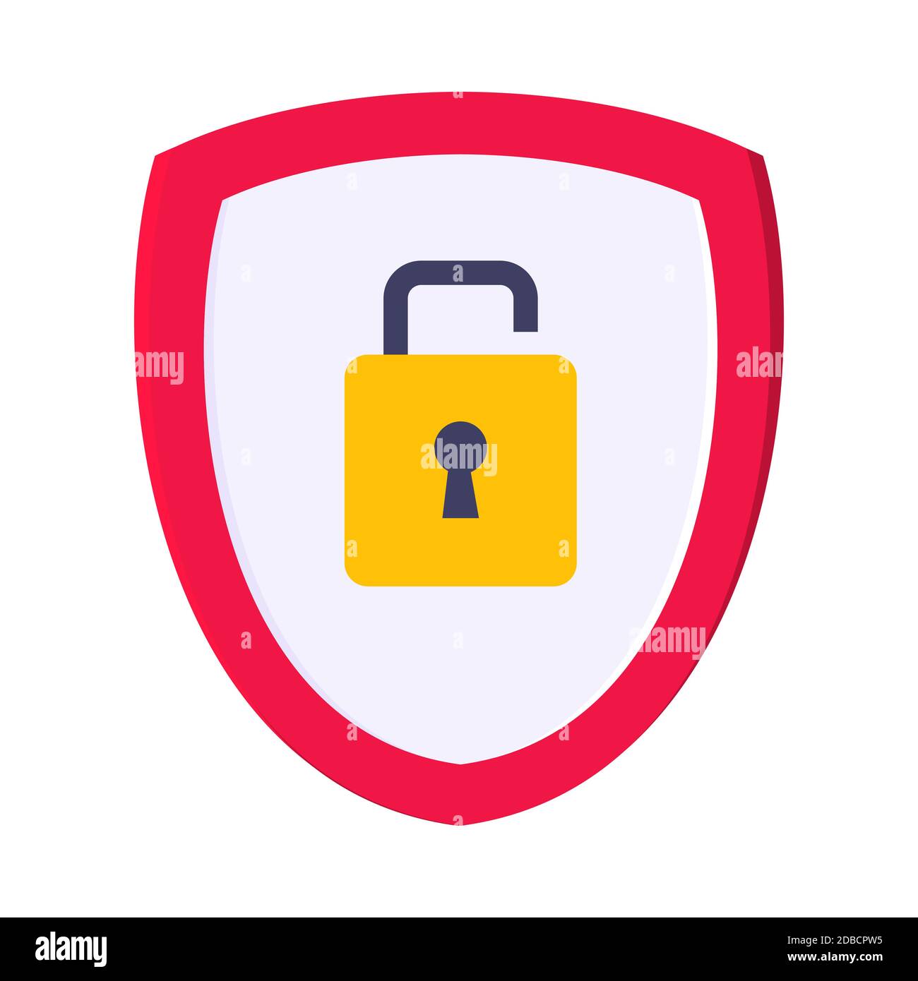 Shield with open padlock on it security protection warning symbol Stock ...