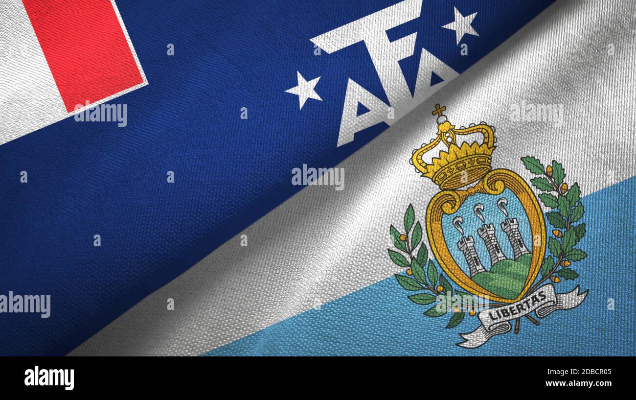 French Southern and Antarctic Lands and San Marino two flags Stock ...