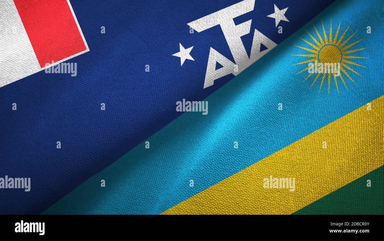 French Southern and Antarctic Lands and Rwanda two flags Stock Photo ...