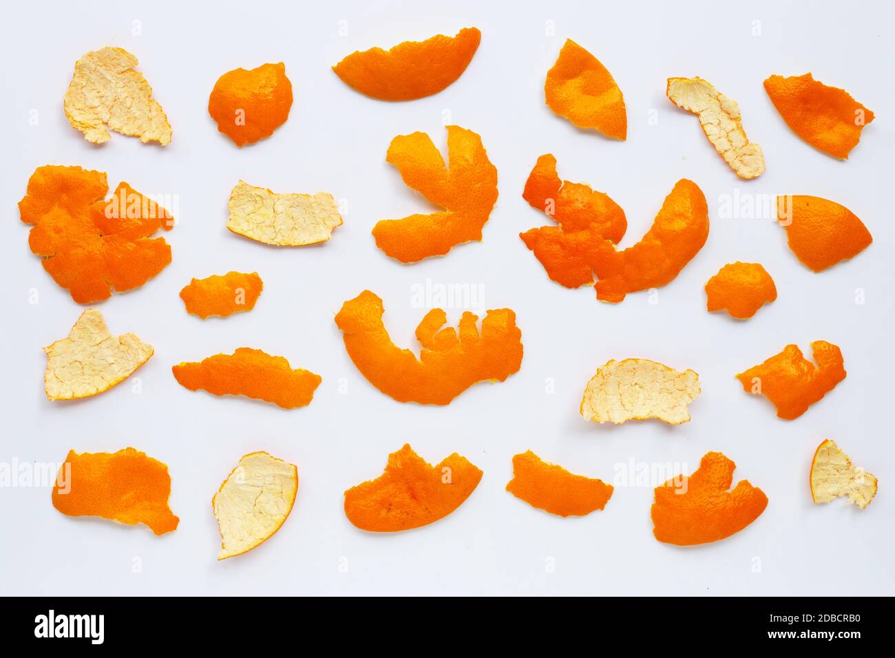 Mandarin peel isolated on white background Stock Photo - Alamy
