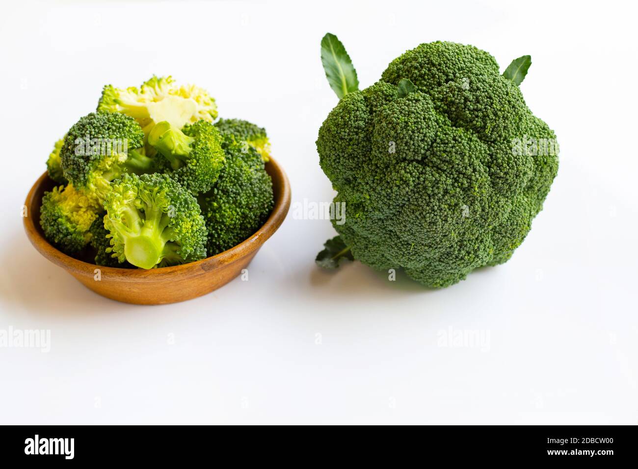 Fresh green broccoli on white background Stock Photo - Alamy