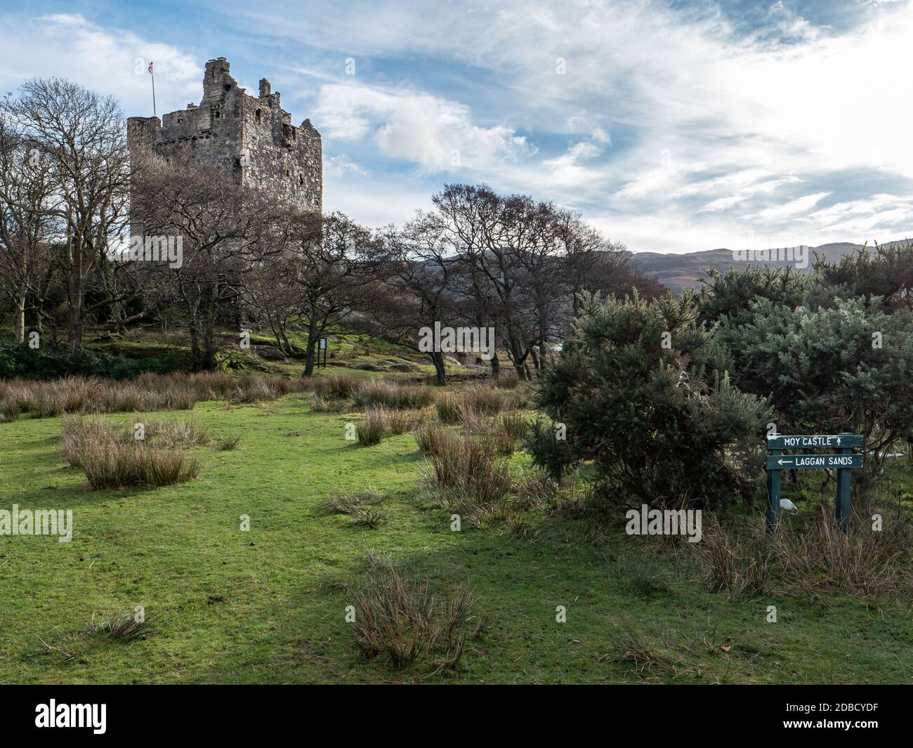 The ruins of Moy Castle in Lochbuie on The Isle of Mull which is ...