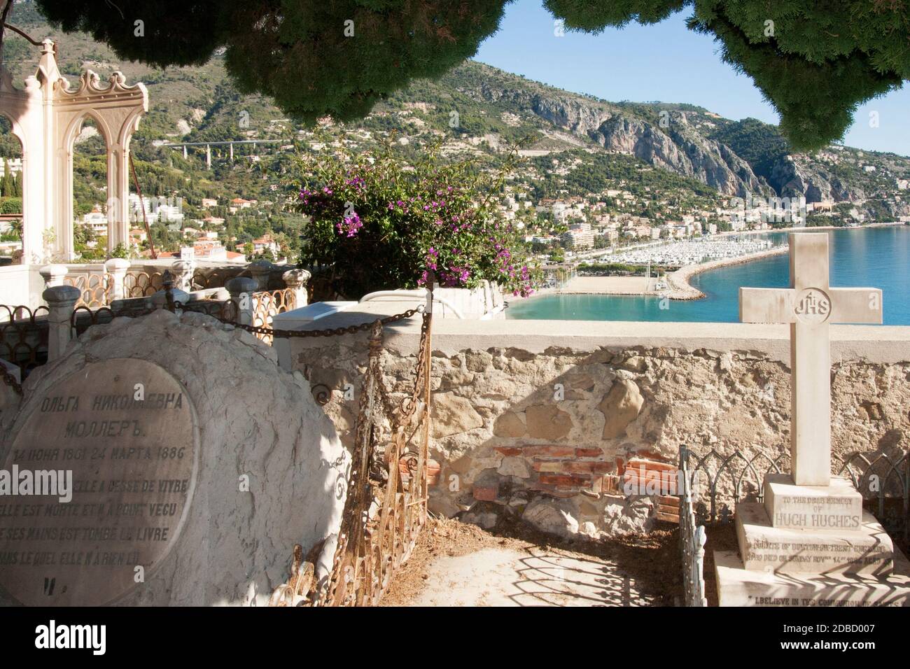 The Old Russian cemetery with a panoramic view on Mediterranean sea on ...