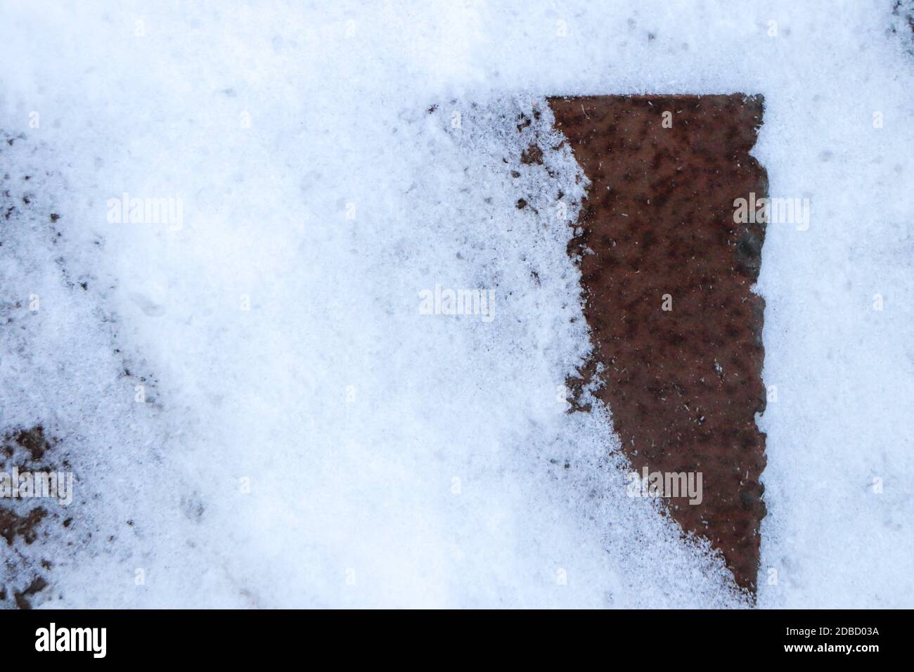 Snow on the rust metal surface background Stock Photo - Alamy
