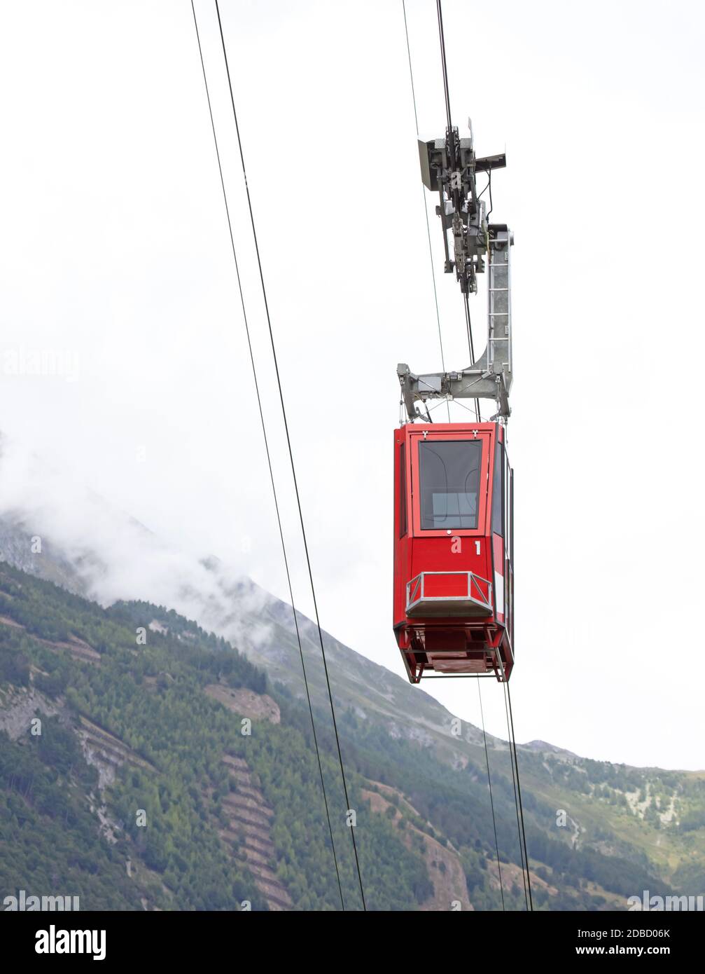 Cable car in the Switzerland, red cable car Stock Photo - Alamy