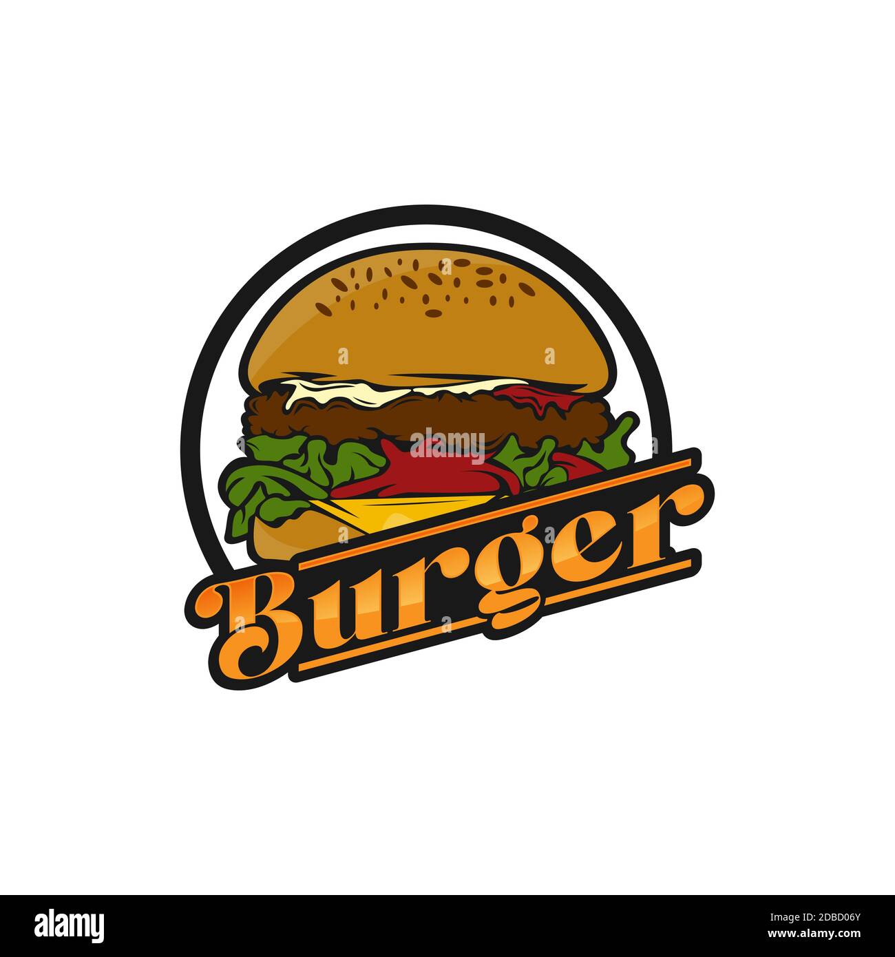 Burger graphic vector image, logo sandwich, lettering.EPS 10 Stock ...