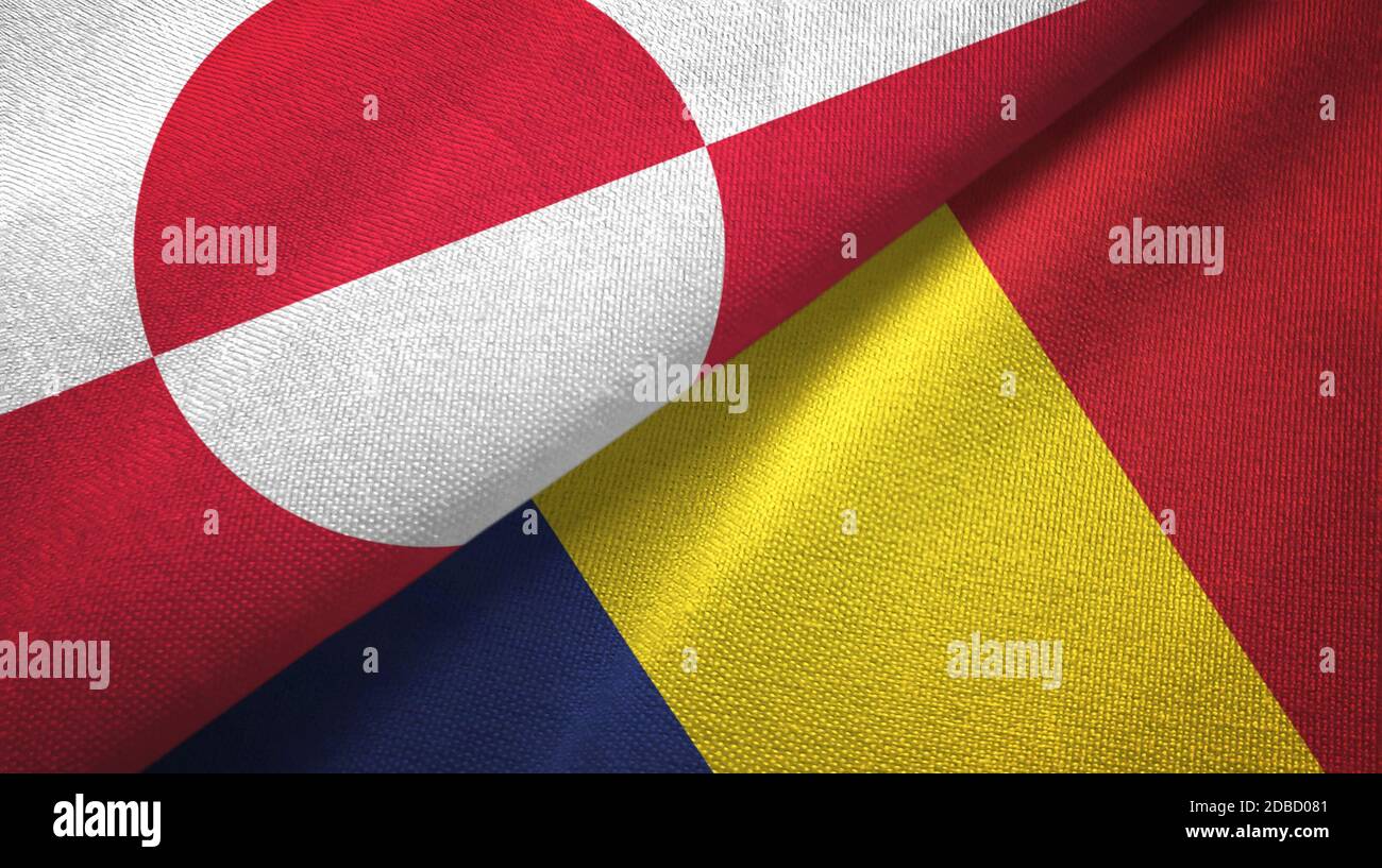 Greenland and Chad two flags textile cloth, fabric texture Stock Photo ...