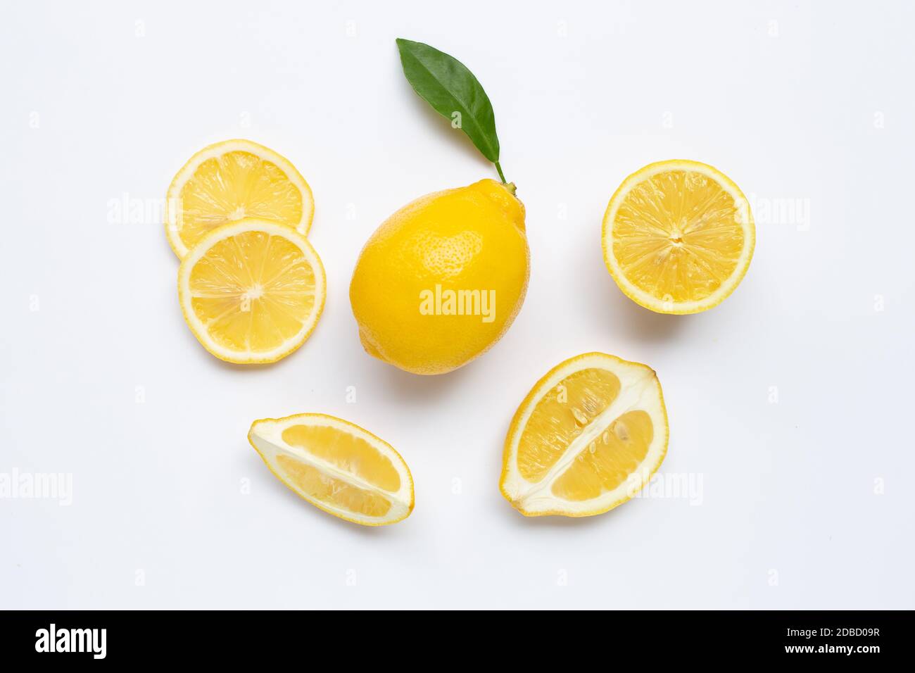 Fresh lemon with slices on white background Stock Photo - Alamy