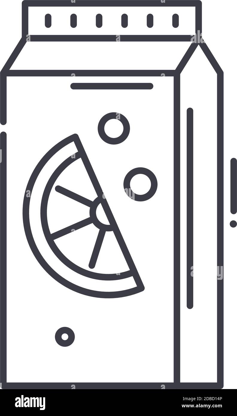Juice box icon, linear isolated illustration, thin line vector, web ...