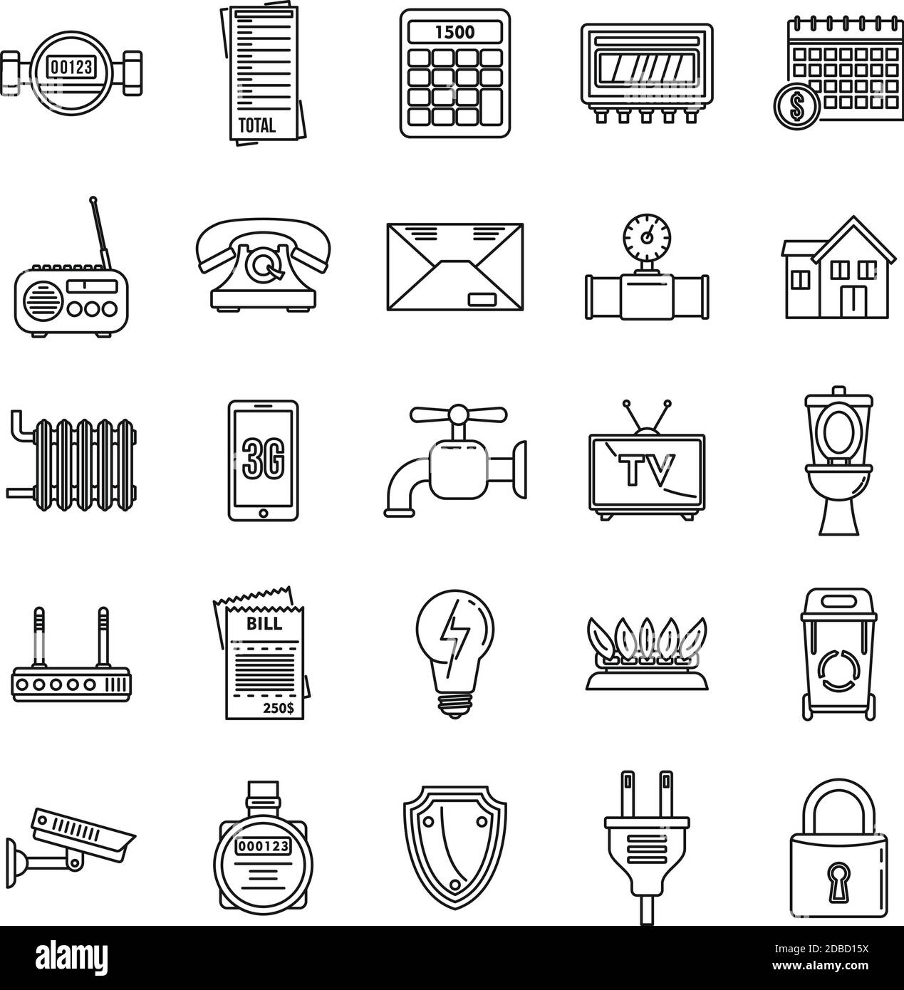 Smart utilities icons set, outline style Stock Vector Image & Art - Alamy