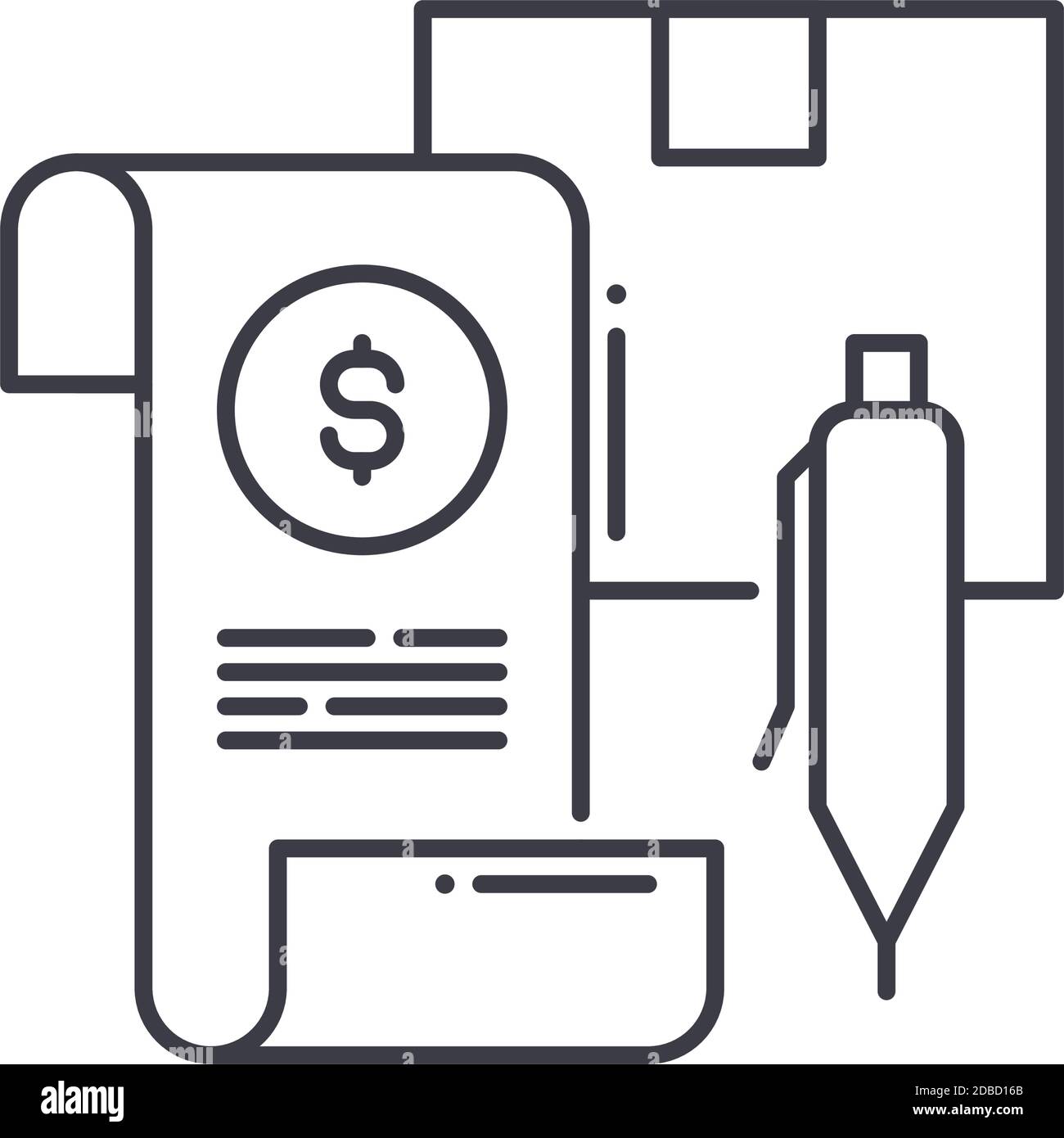 Receipt concept icon, linear isolated illustration, thin line vector ...