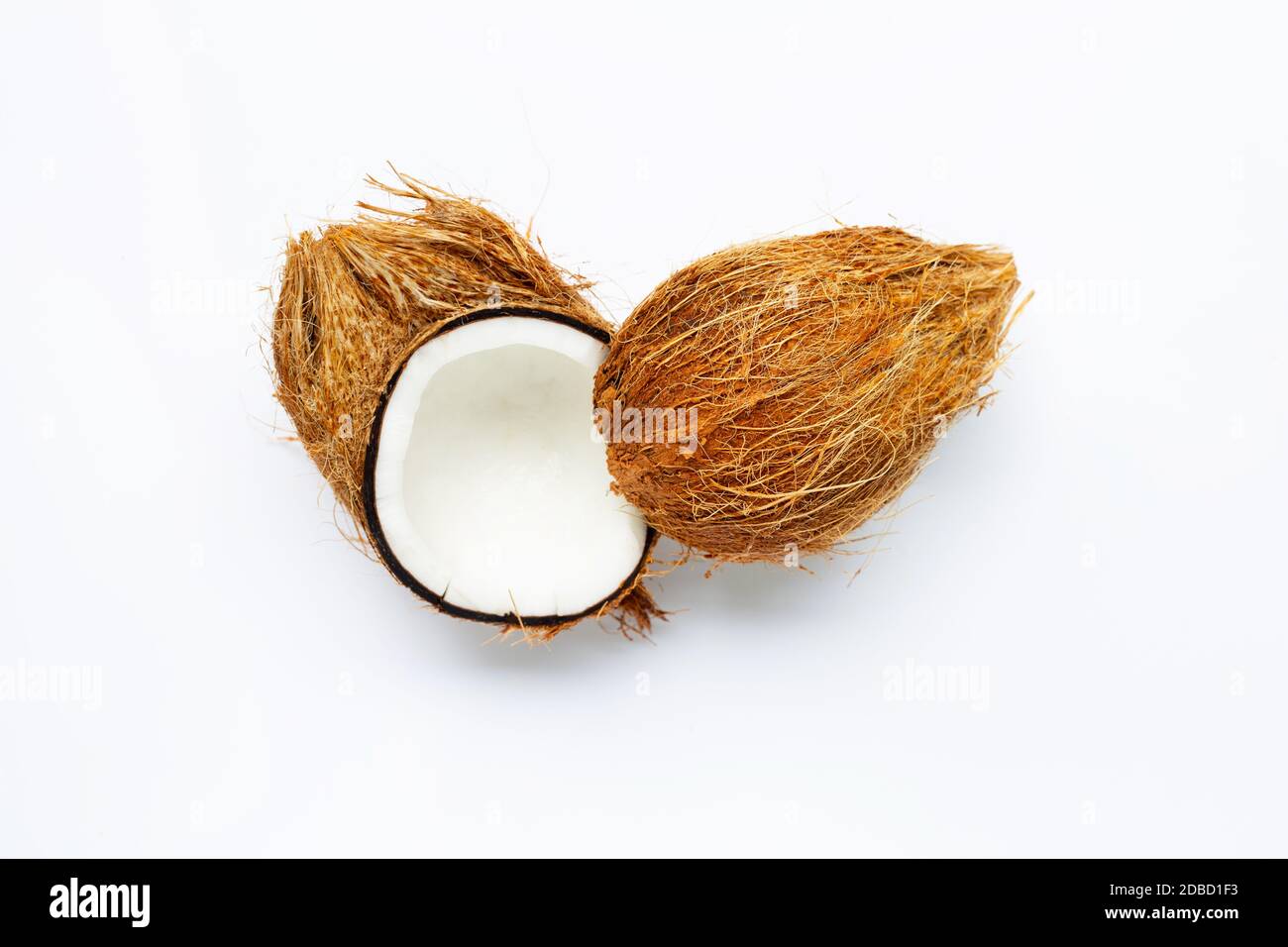 Coconut on white background. Top view Stock Photo - Alamy