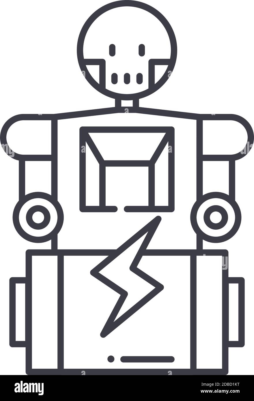 Rechargeable robot icon, linear isolated illustration, thin line vector ...