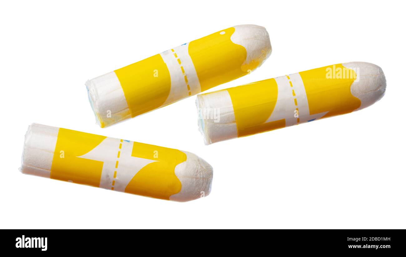 Female medical tampons isolated on white background Stock Photo - Alamy