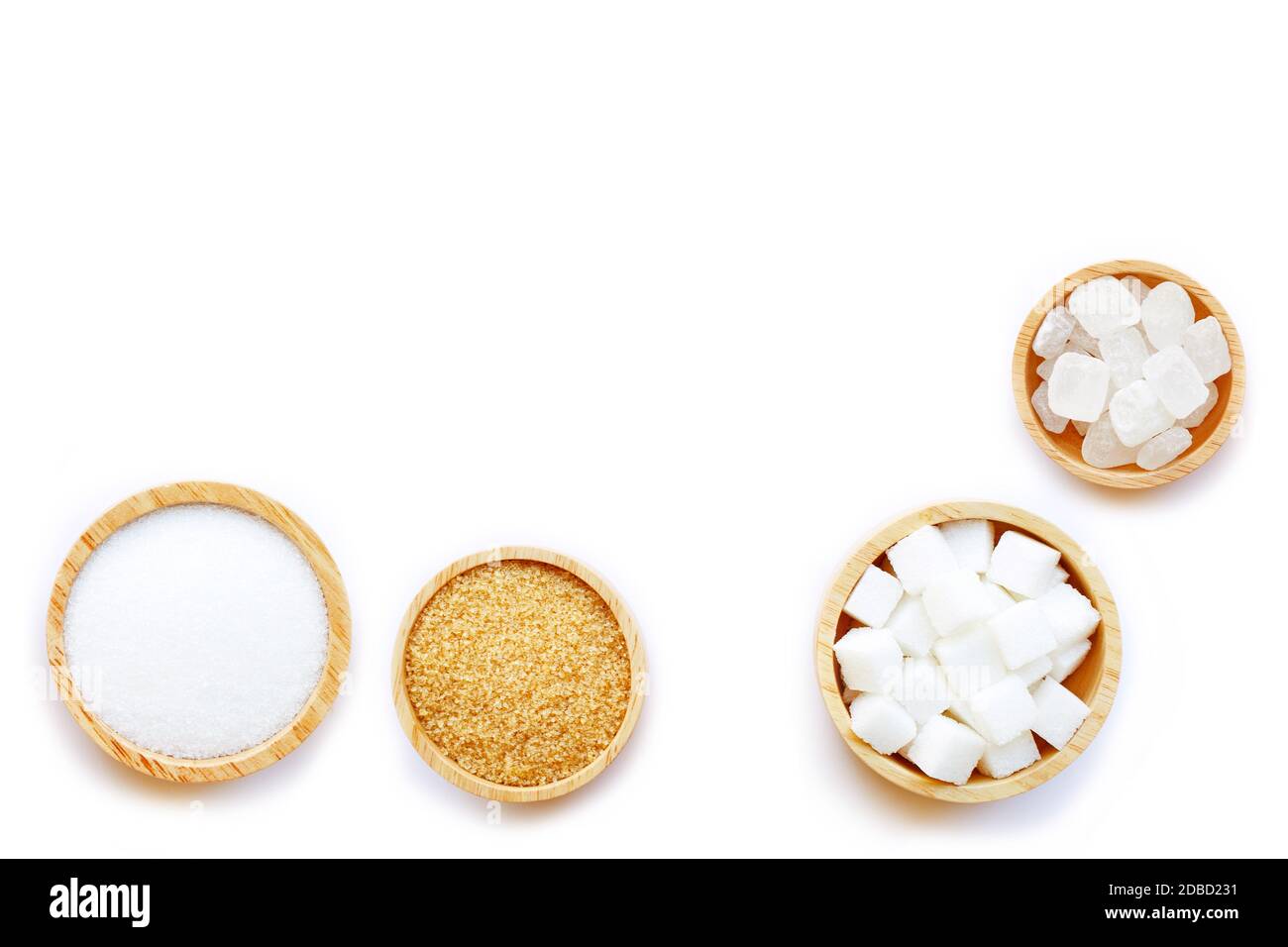 Various types of sugar on white background Stock Photo - Alamy