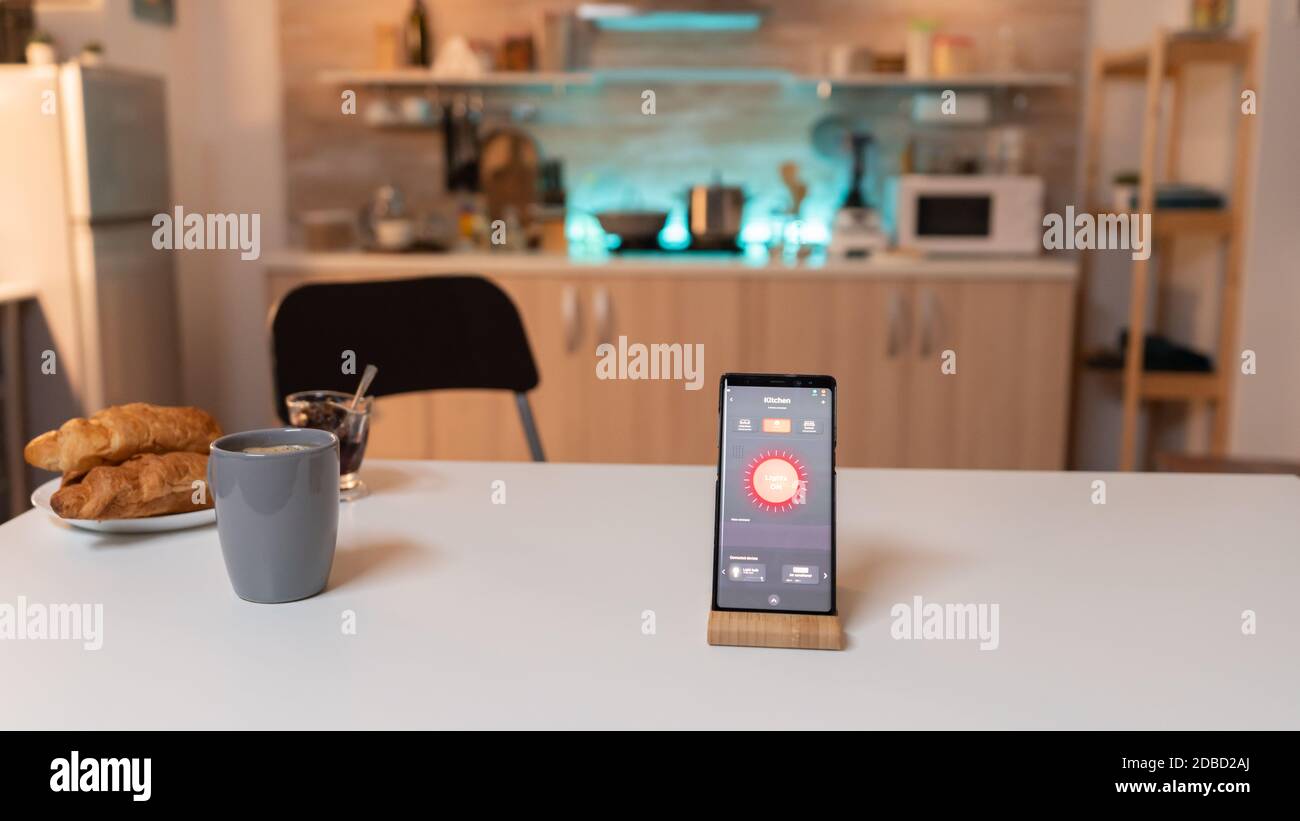 Smartphone with smart home application to turn on and off the lights in ...