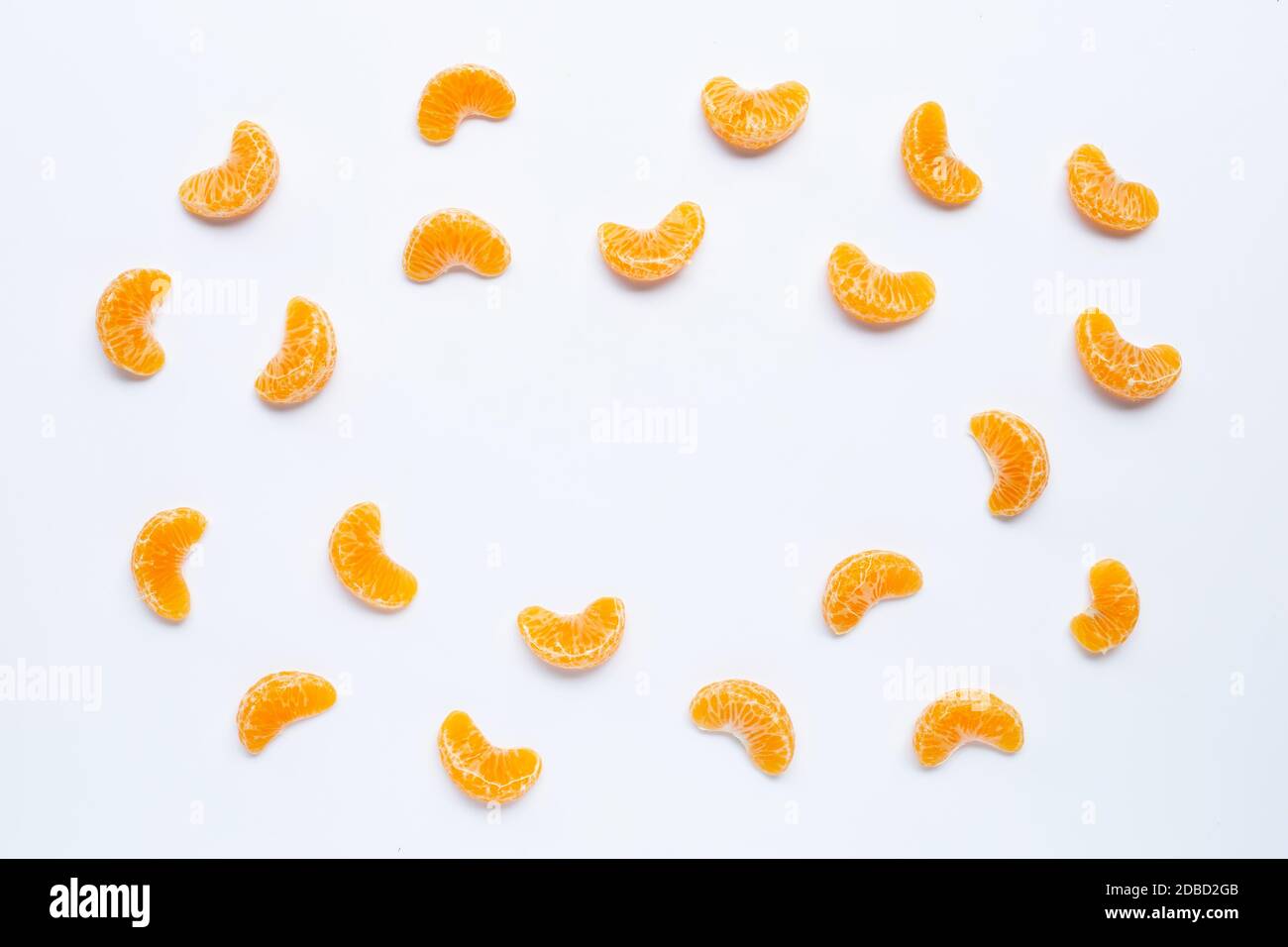Frame made of mandarin segments, Fresh orange isolated on white ...