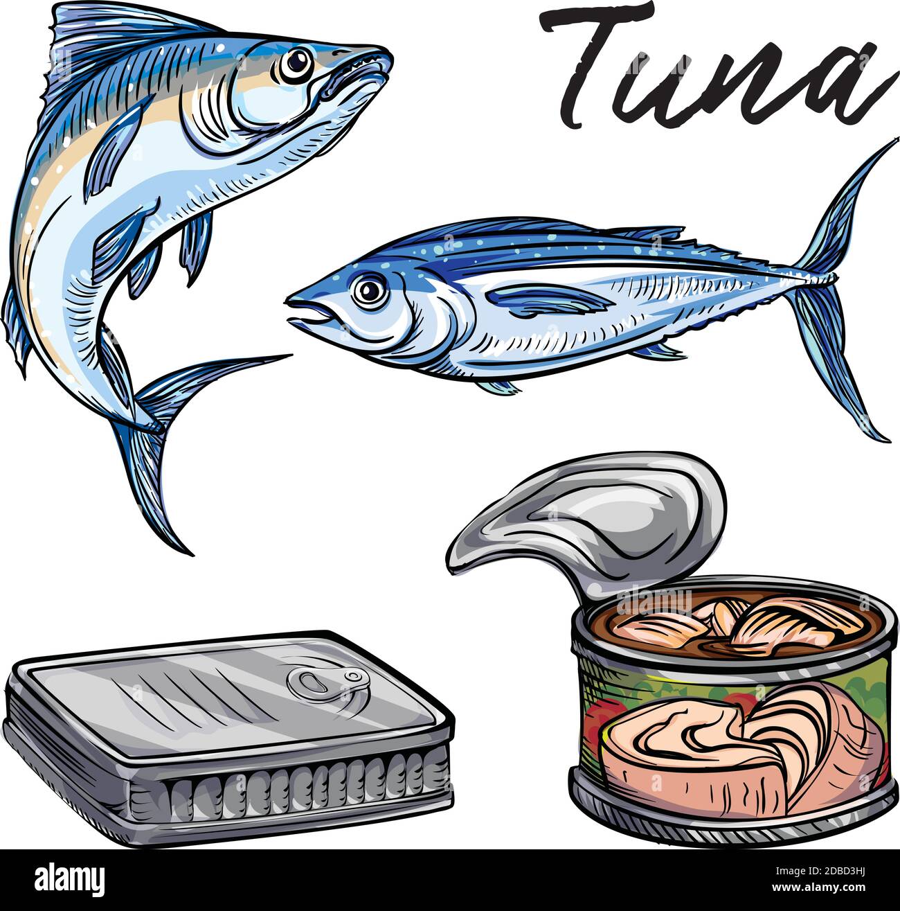 Tuna icons set, cartoon style Stock Vector Image & Art - Alamy