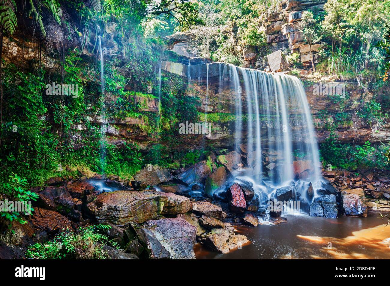 Tropical waterfall in Cambodia. Popokvil Waterfall, Bokor National Park ...