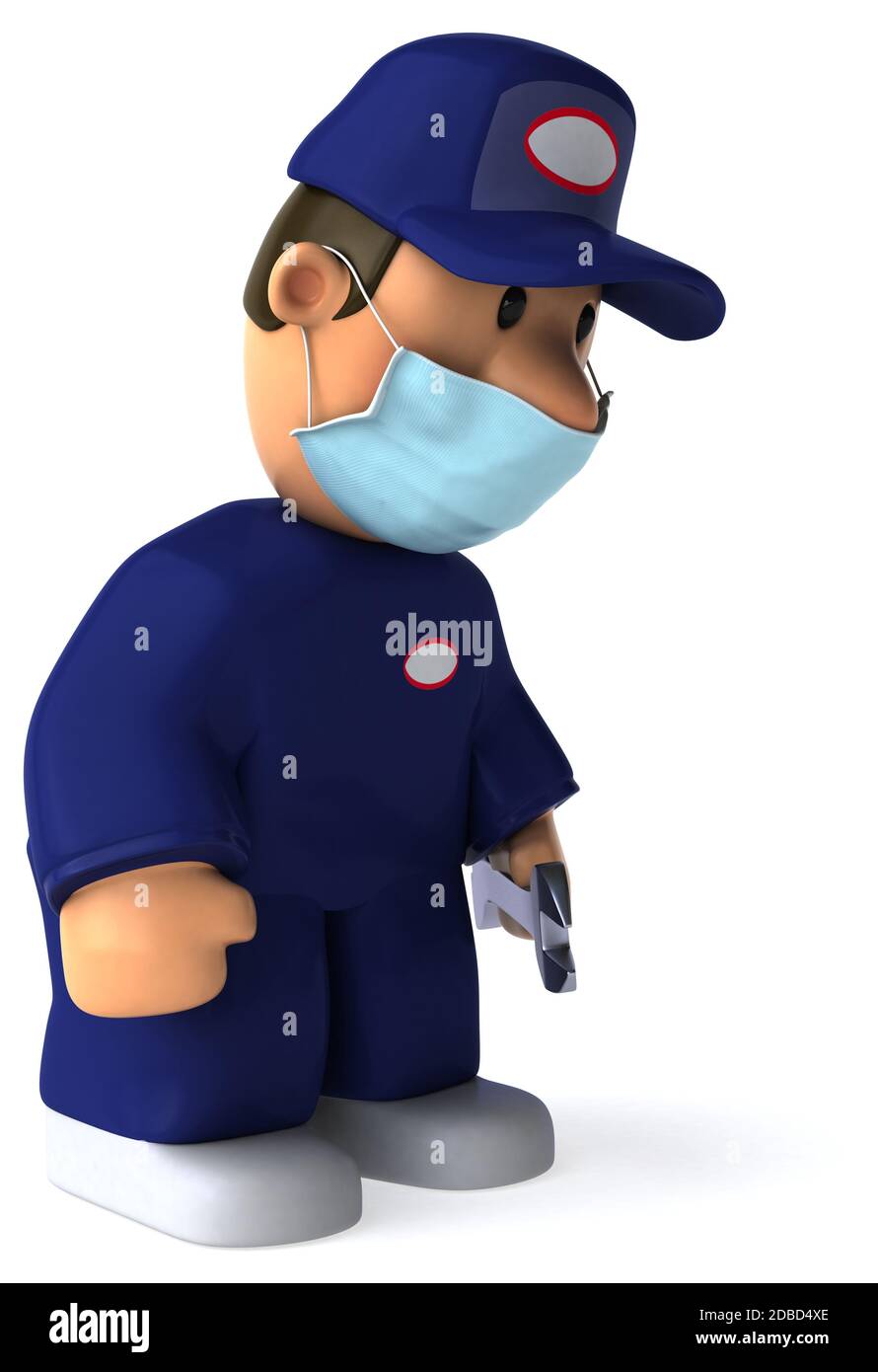 3D Illustration of a cartoon mechanic Stock Photo - Alamy