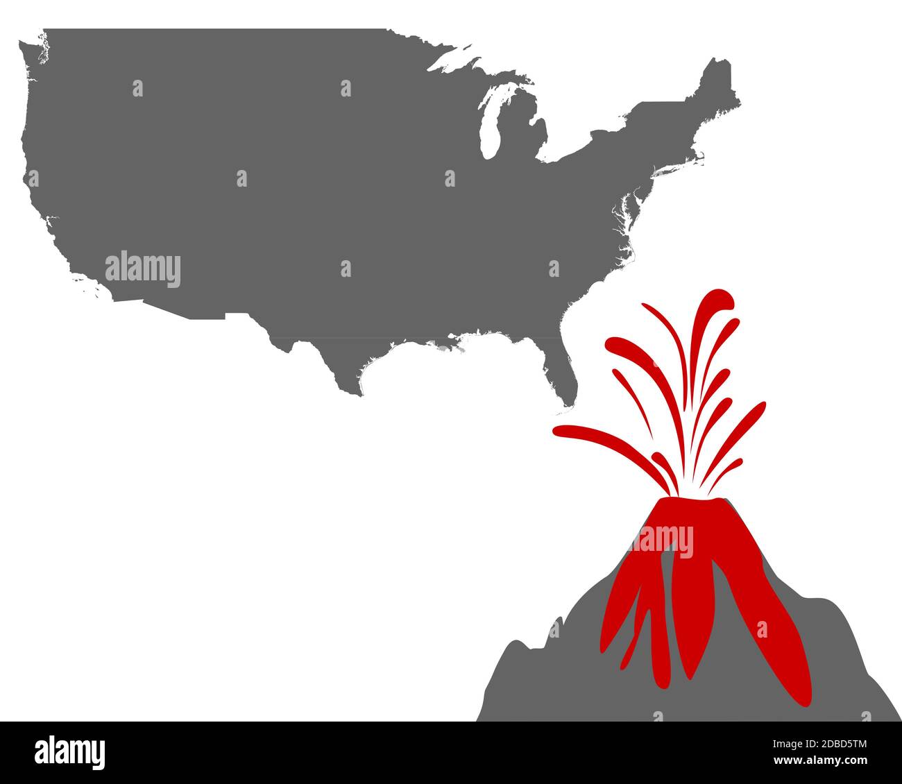 Karte der USA mit Vulkan Stock Photo - Alamy