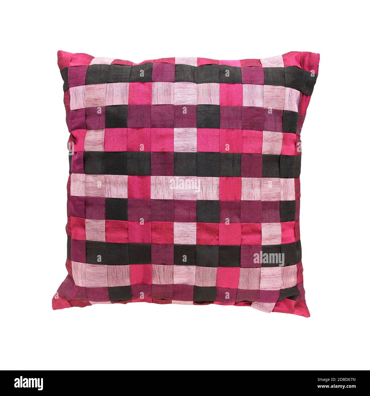 Decorative check pattern pillow isolated with clipping path included ...
