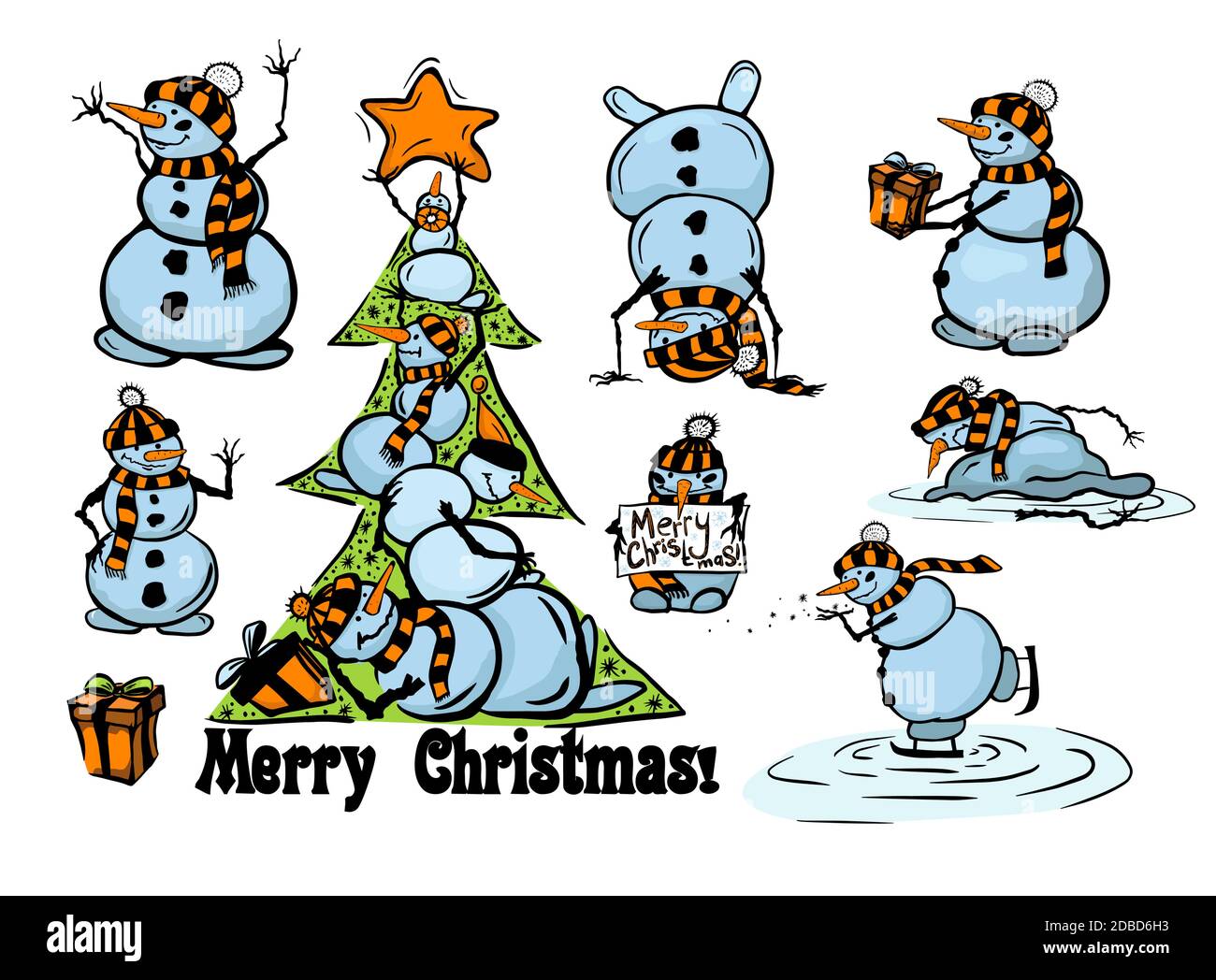Funny snowmen gift happy snow Cut Out Stock Images & Pictures - Alamy