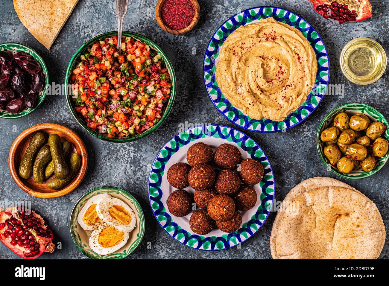 Falafel and hummus - traditional dish of Israeli and Middle Eastern ...