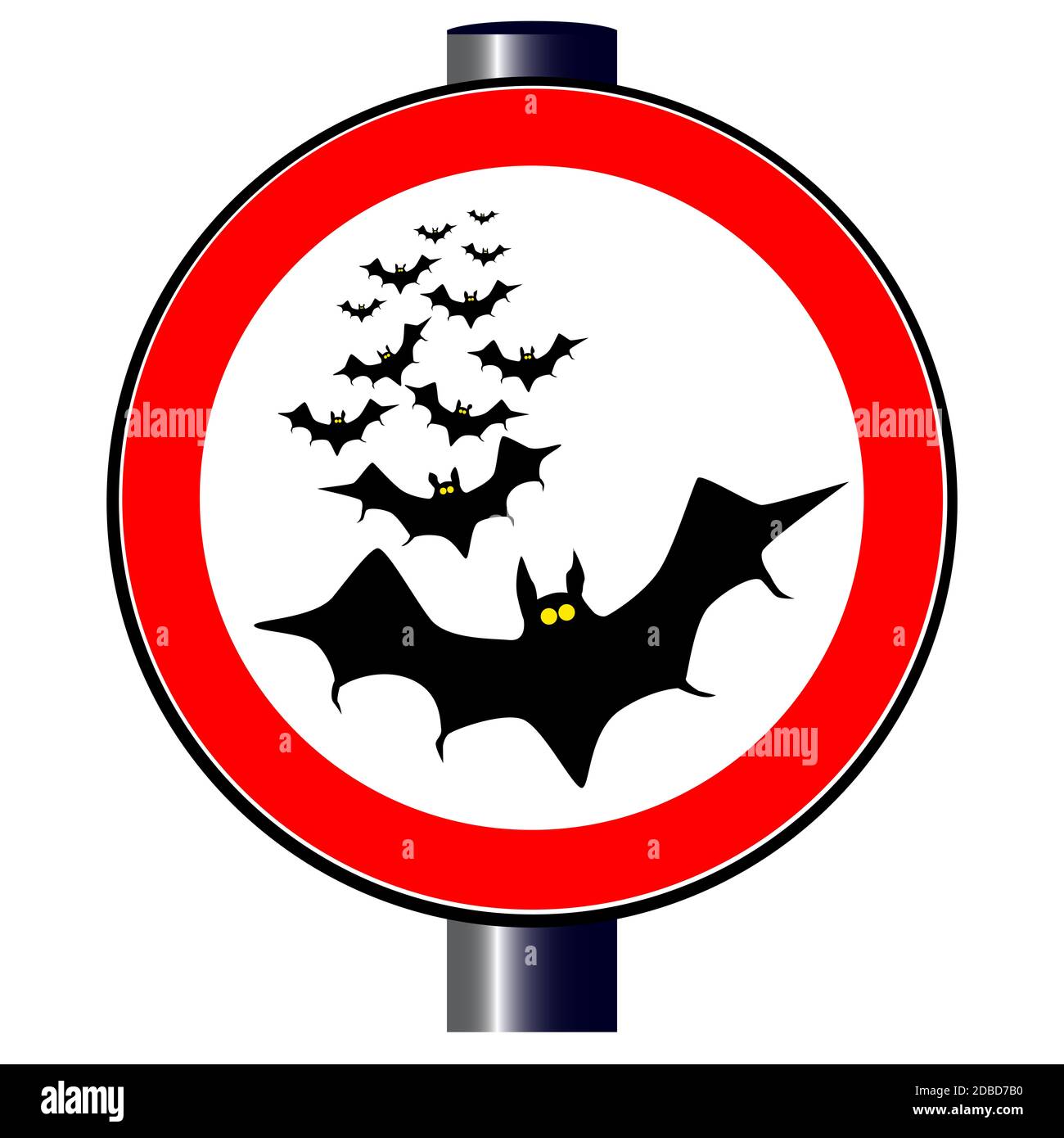 A round traffic sign with bats Stock Photo - Alamy