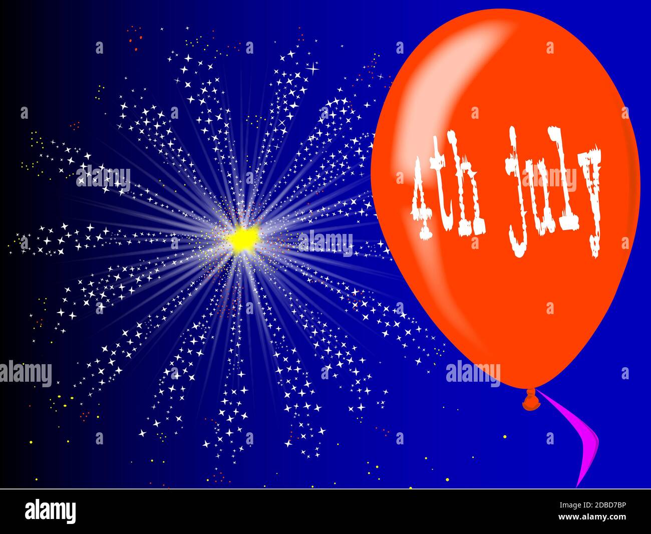 A flyaway red balloon with a skyrocket explosion with fallout and a 4th ...