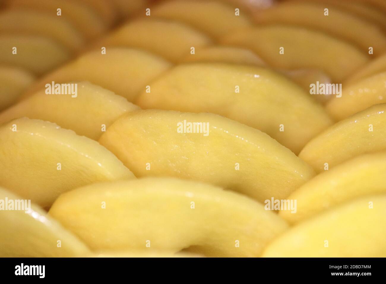 Vegetable cook idea. Loop slices potatoes backdrop. Raw spiral potato ...